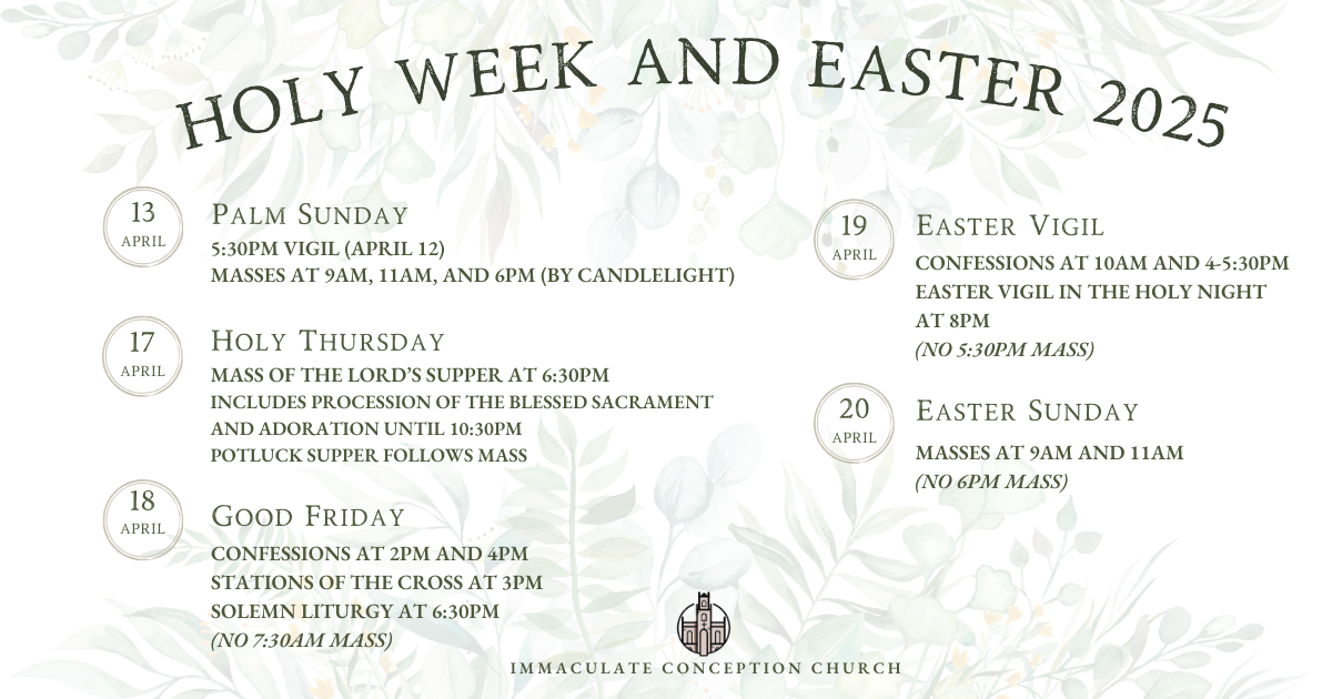 2025 Easter Schedule – Immaculate Conception Church